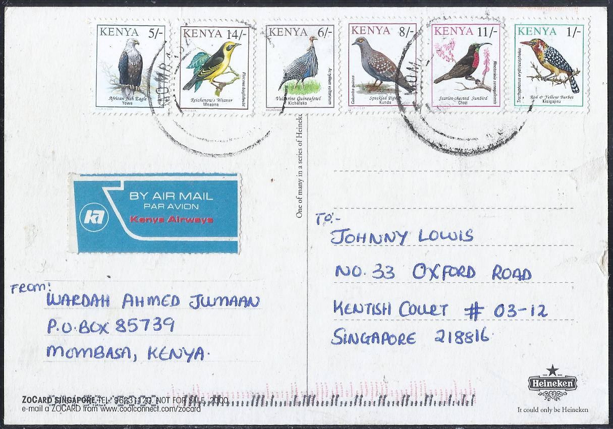 Airmail Labels and Bird Stamps on Post Cards: Kenya