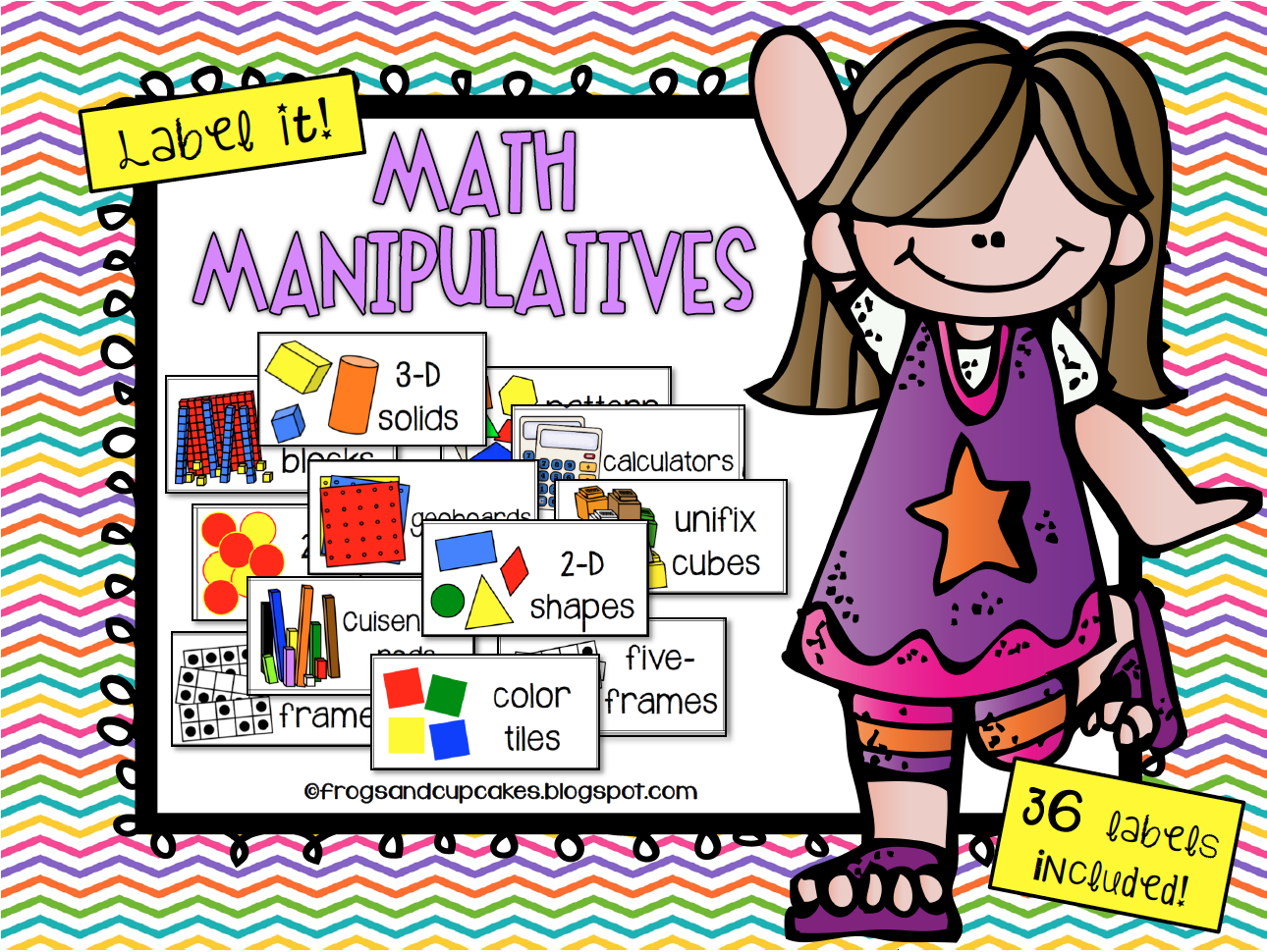 Tales of Frogs and Cupcakes: Labels for Math Manipulatives