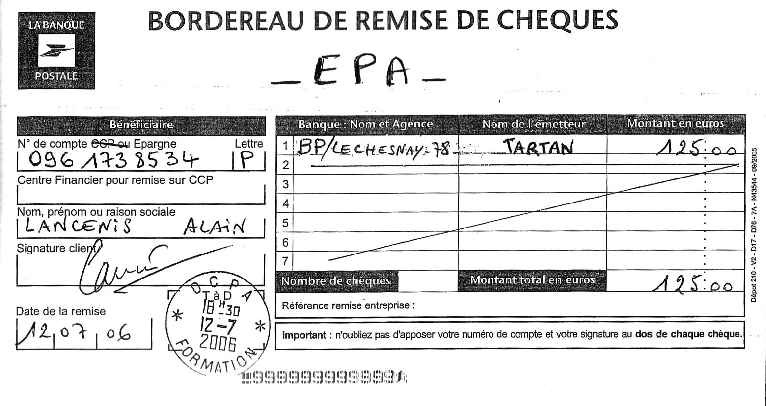 LA POSTE AUX ARMEES: septembre 2015