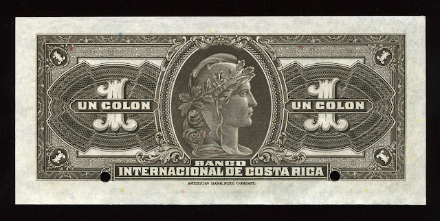 Costa Rican 1 Colon banknote 1914 Banco Internacional de Costa Rica ...