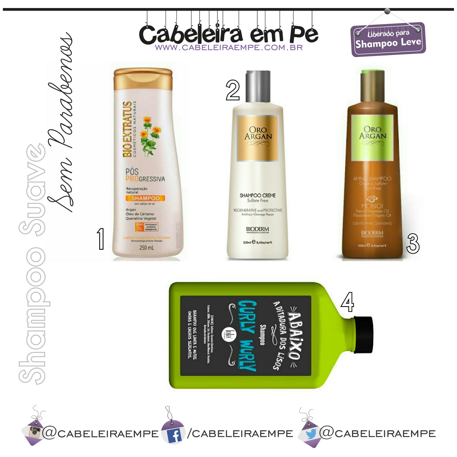 Low Poo sem Parabenos: Shampoo - Cabeleira em Pé