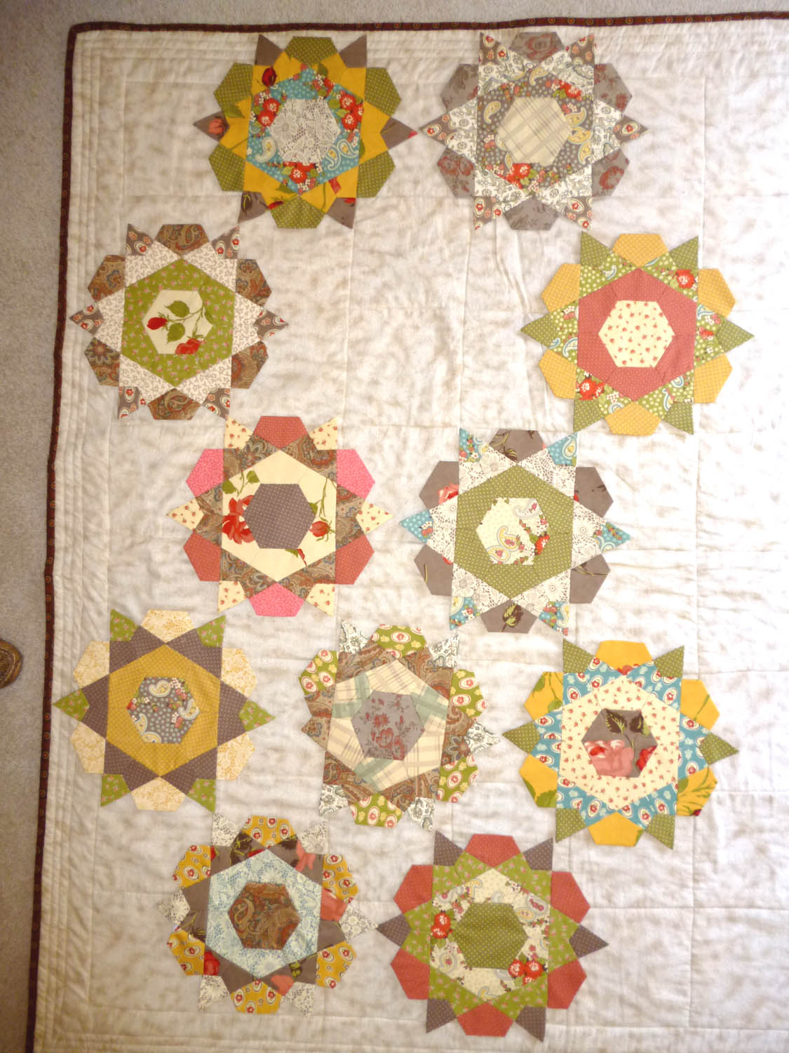 Rambling around my Life: Rose Star blocks, hellebores and violets.