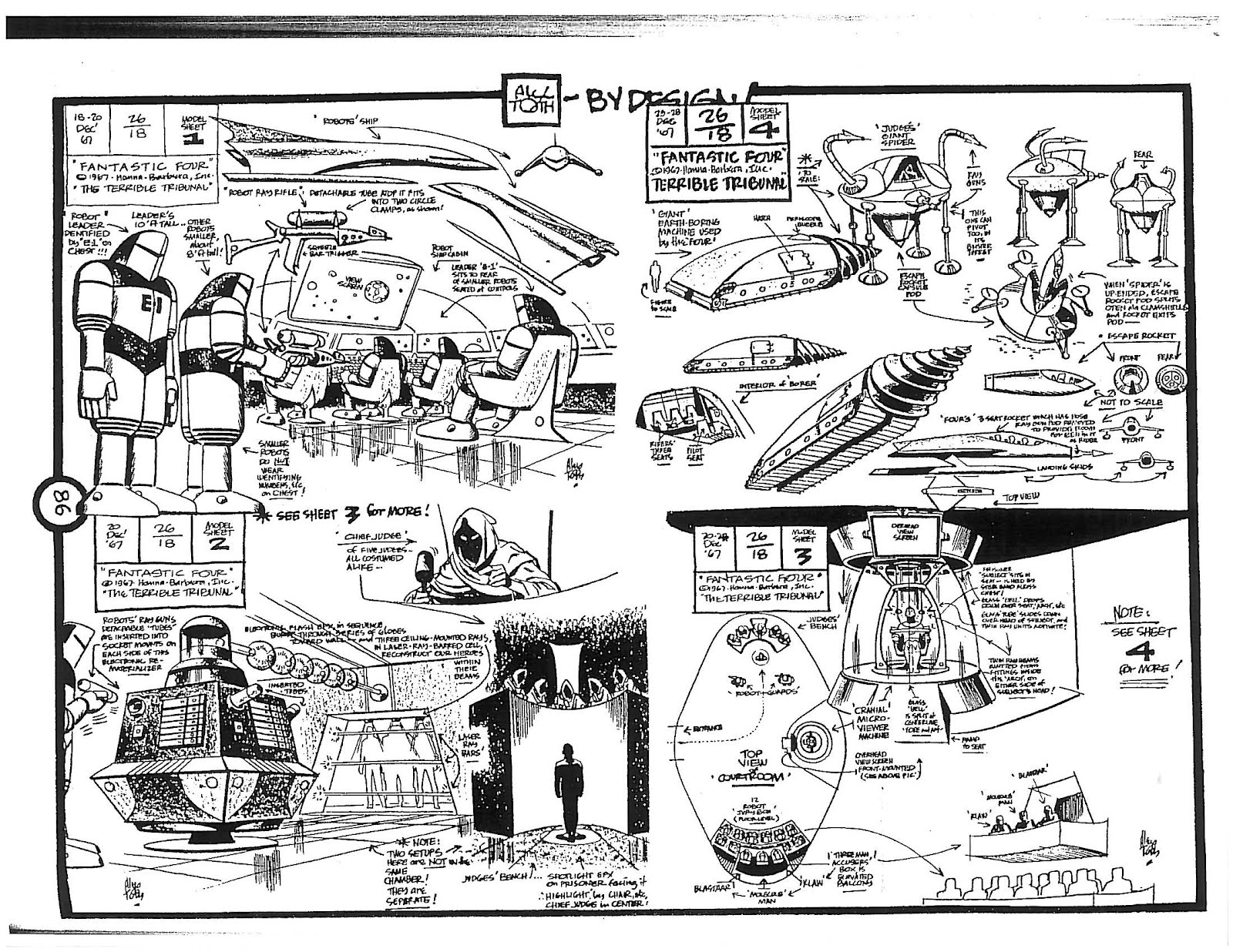 Cartoon Concept Design: Alex Toth Model Sheets Fantastic Four