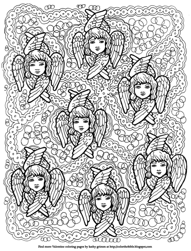 A Cherubim Valentine Design for Coloring | Color The Bible