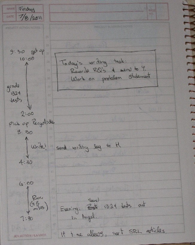 Writing Uphill: The Jen Action Planner