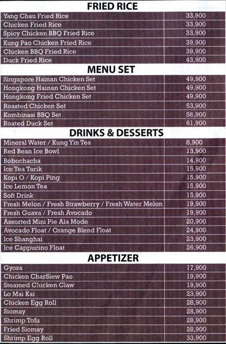 Harga Menu Rice Bowl Terbaru 2017