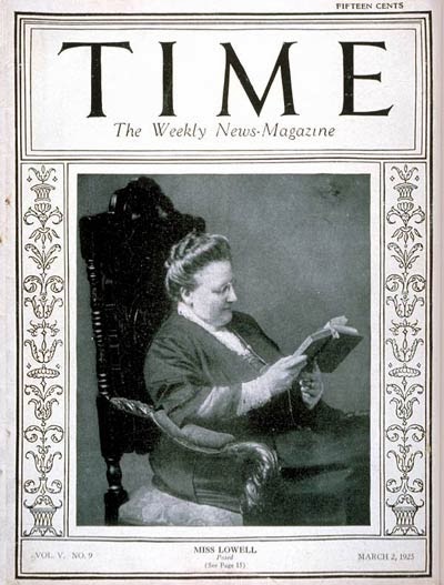 Barbed Lyre: Amy Lowell on the cover of Time magazine, 1925