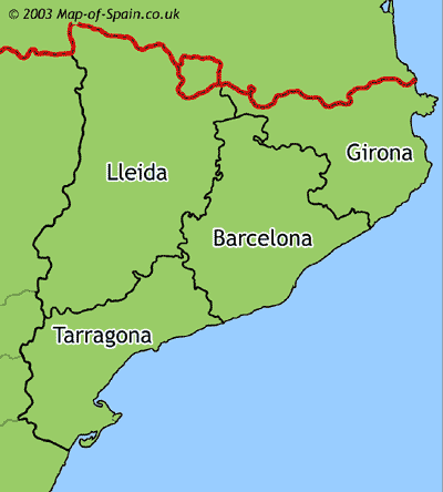 Catalogne Carte de la ville - Carte Espagne Ville Région politiques
