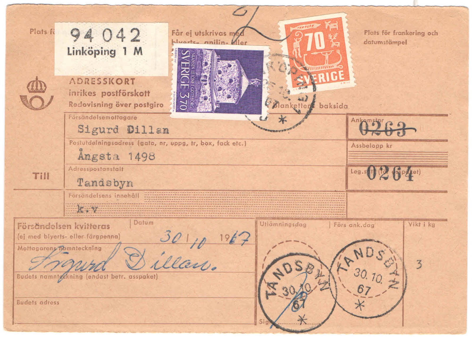 Swedish Definitive Stamps - 1937 to 1973: August 2015