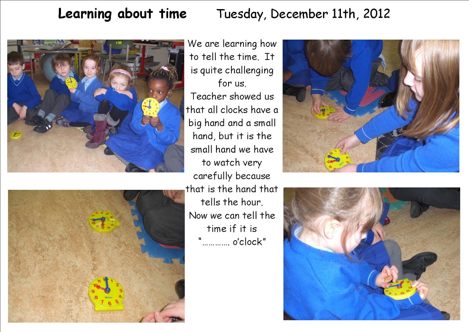 Maths Page: Learning about time