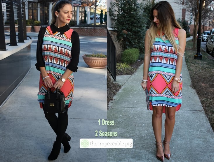 Bedazzles After Dark: Outfit Post: 1 Dress, 2 Seasons + The Impeccable Pig