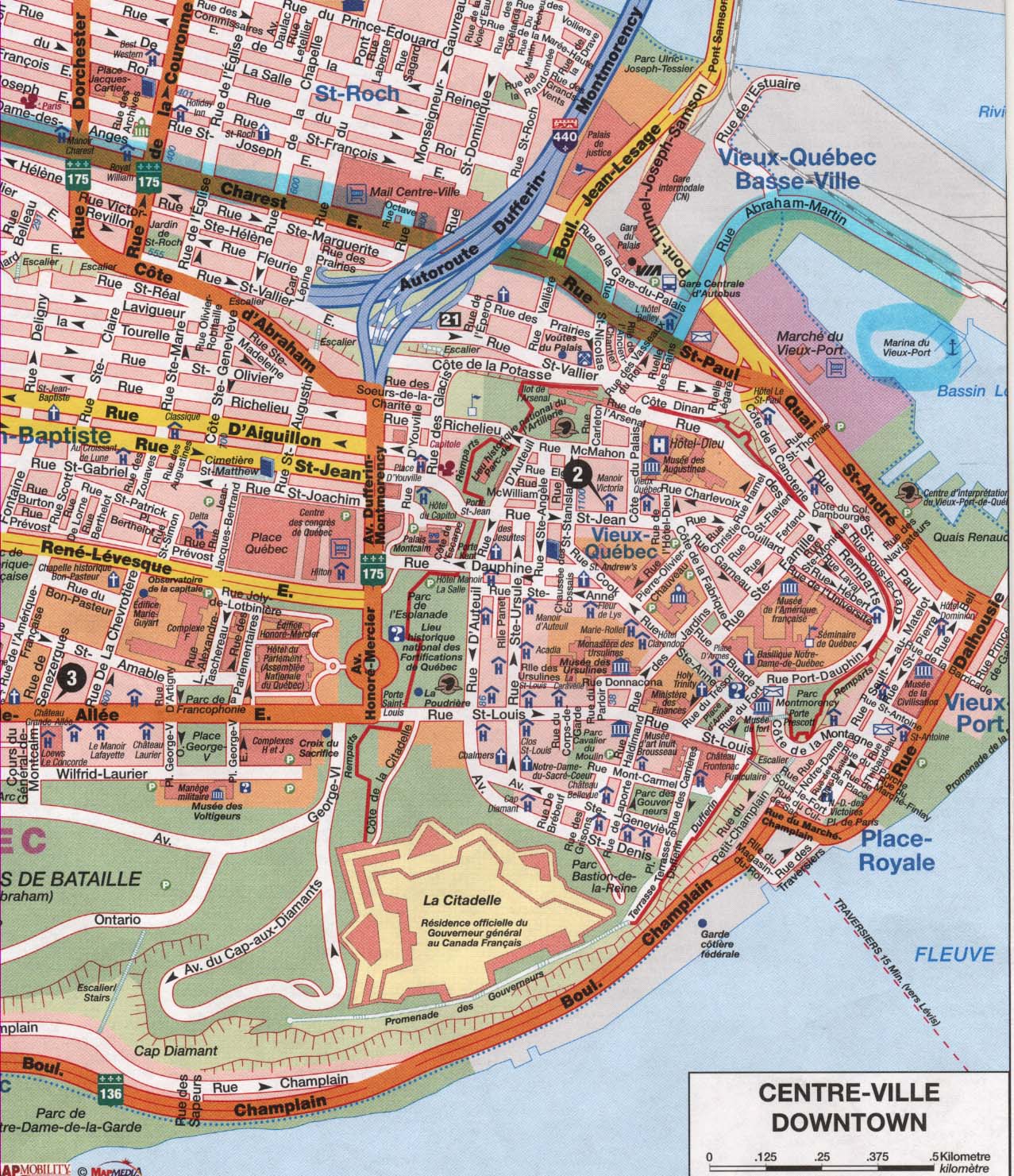 Quebec City Tourist Attractions Map
