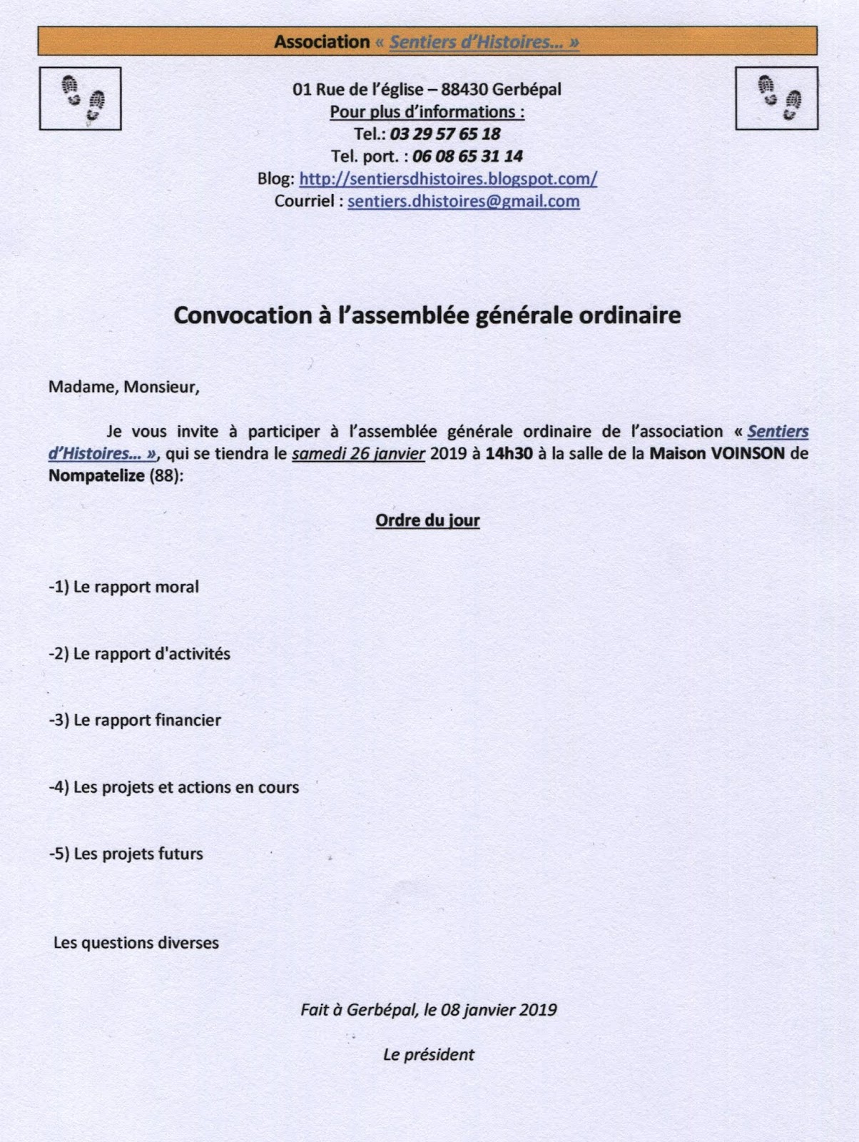 Blog de l'Association Sentiers d'histoires: Convocation Assemblée ...