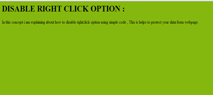 How to Disable right click option How to Disable right click option