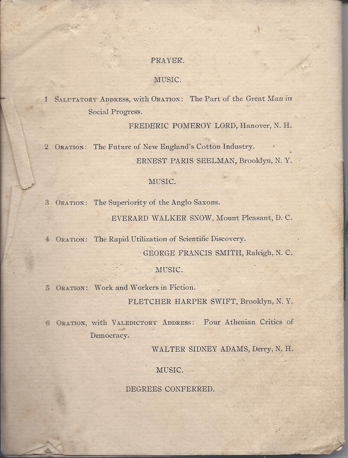 Heirlooms Reunited: 1898 Commencement, Dartmouth College at Hanover ...