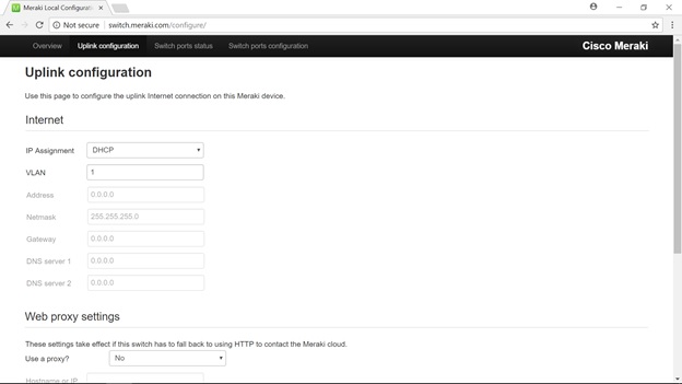 My Network Lab: Configuring Meraki MS Cloud Managed Switch