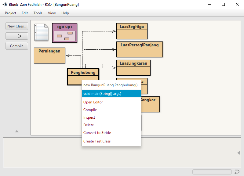 Java Script: MEMBUAT CODING BANGUN RUANG DENGAN PENGHUBUNG DAN PERULANGAN MENGGUNAKAN BLUE-J
