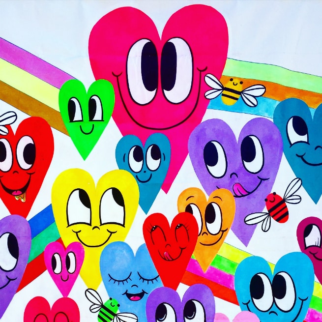 Cassie Stephens: In the Art Room: Happy Hearts Inspired by Chris Uphues