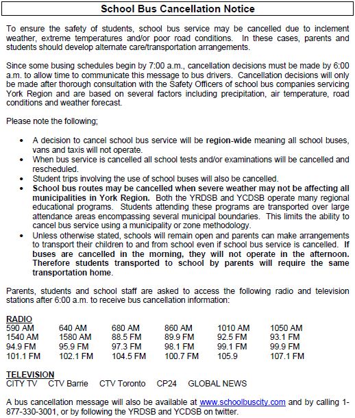Trillium Woods Tribute: Inclement Weather and School Bus Cancellation ...