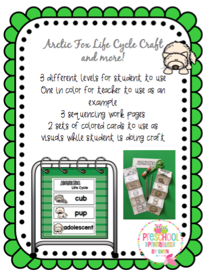 Arctic Fox Life Cycle Craft ~ Preschool Printables