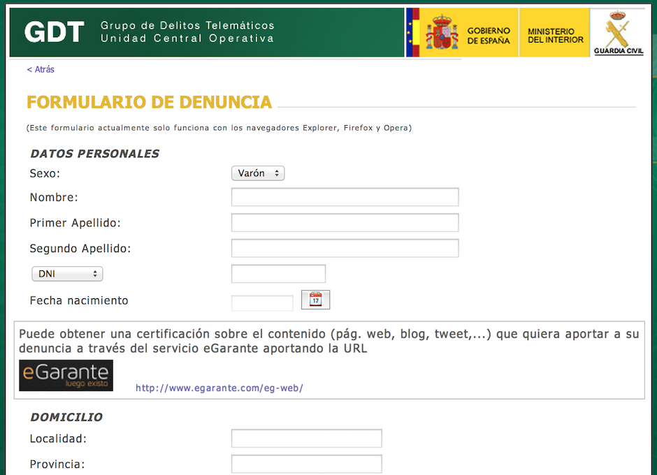 Modelo De Denuncia Guardia Civil - Free Word Template