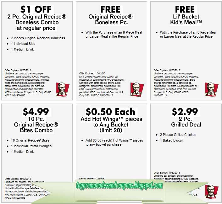 Free Promo Codes and Coupons 2023: Kfc Coupons