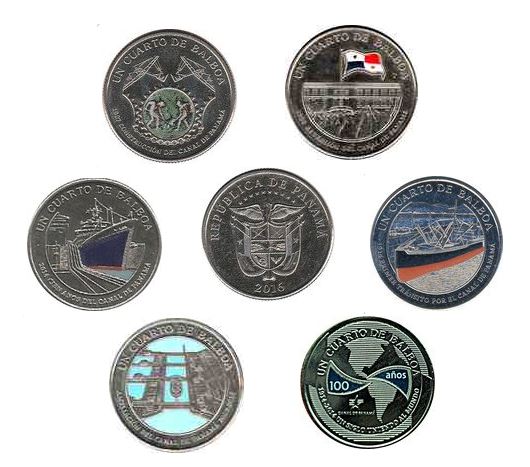 Moedas coloridas do Panamá (2016)