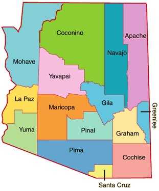Arizona County Map Area | County Map Regional City