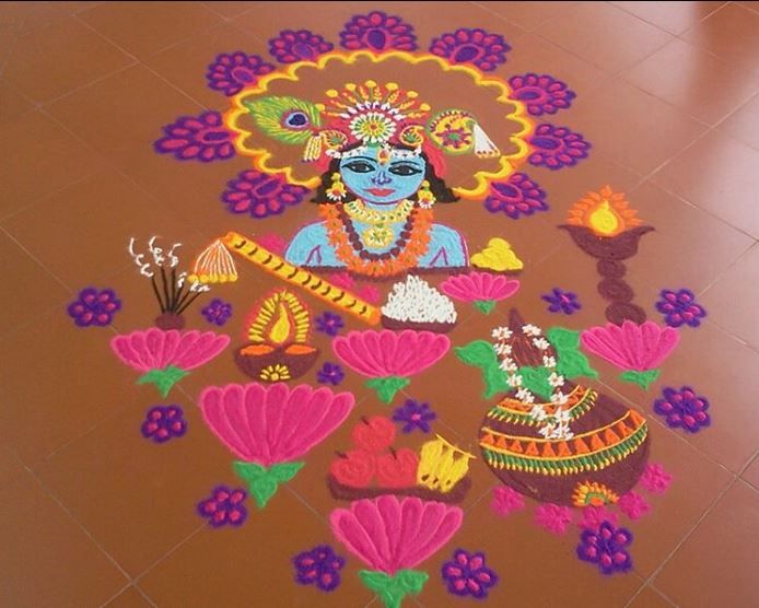 Lord Krishna Rangoli | Lord Krishna Muggulu | Rangoli Designs - 28 ...