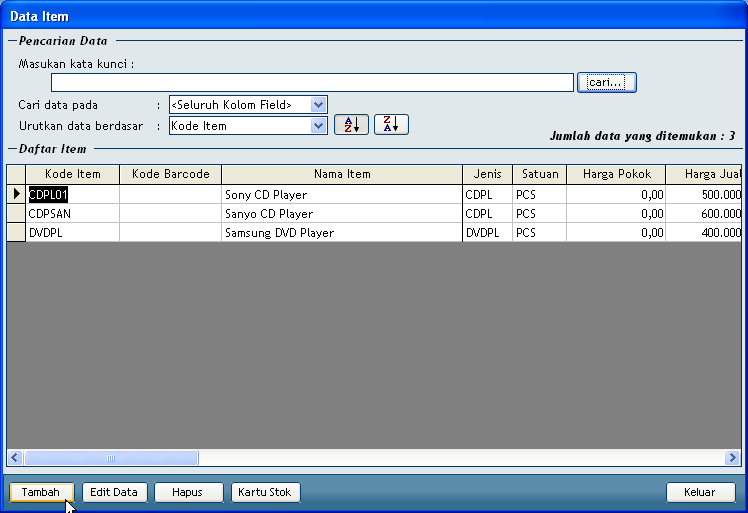Input Data Item IPOS 3 | Program Toko
