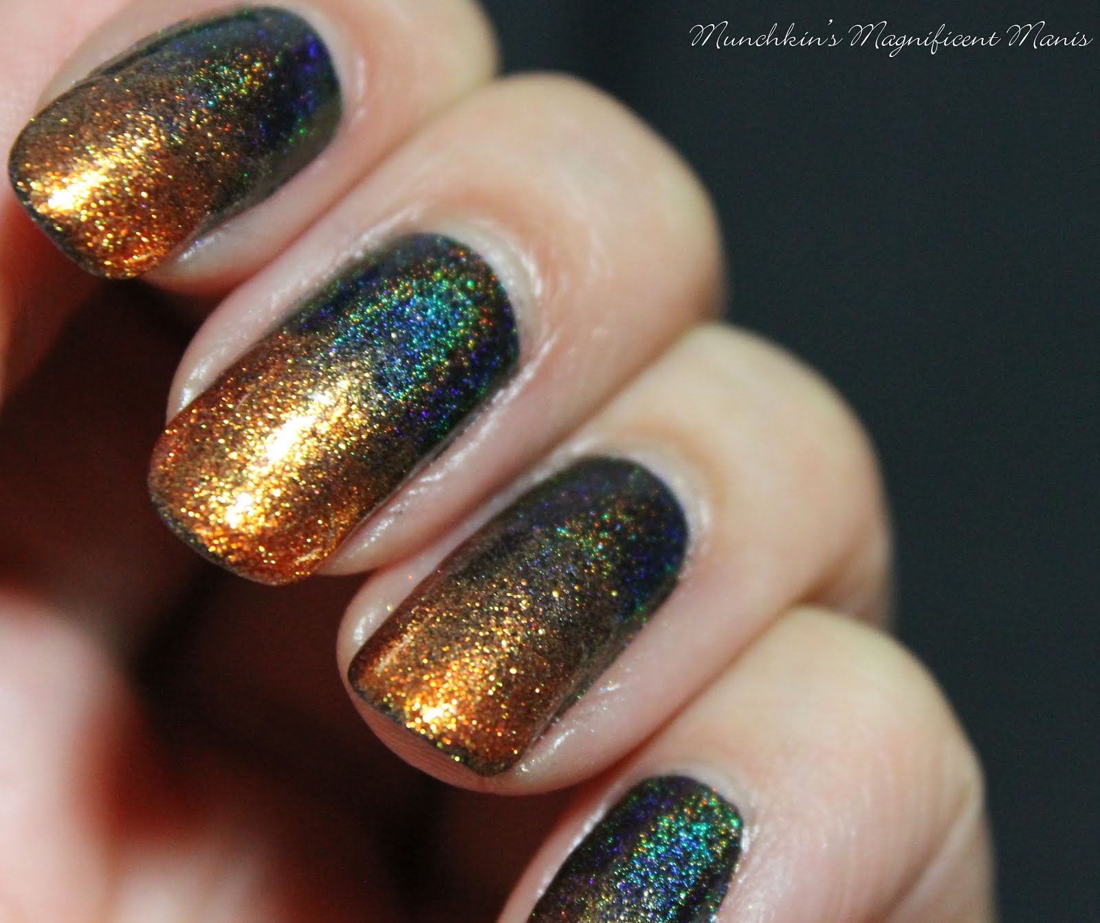 Munchkin’s Magnificent Manis: Holoween Gradient- Halloween Nail Design