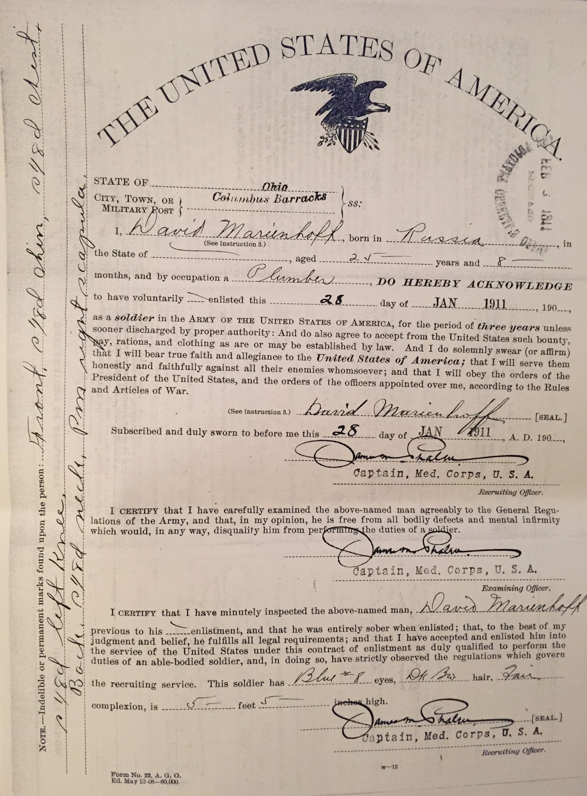 Lara's Jewnealogy: David Marienhoff's Military Service--And Discharge