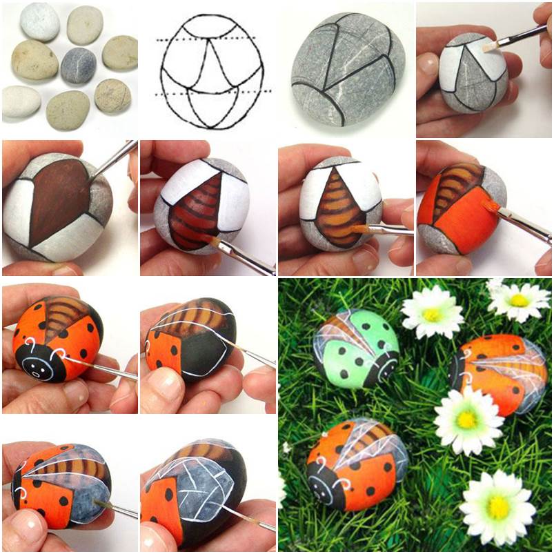 DIY Kraf Kumbang Lady Bug Dari Batu.... - blog santai-santai jerr!