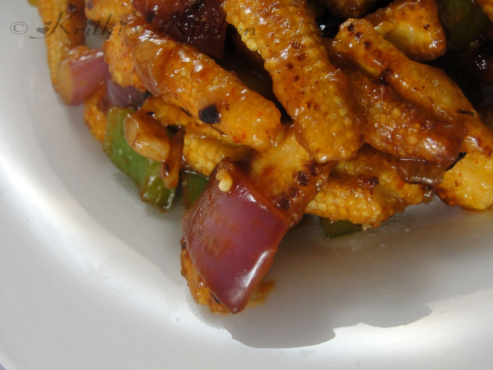 Krithi's Kitchen: Fiery Chilli Baby Corn | Indo-Chinese Appetizers