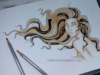 catsonica: Illustration... flowy hair