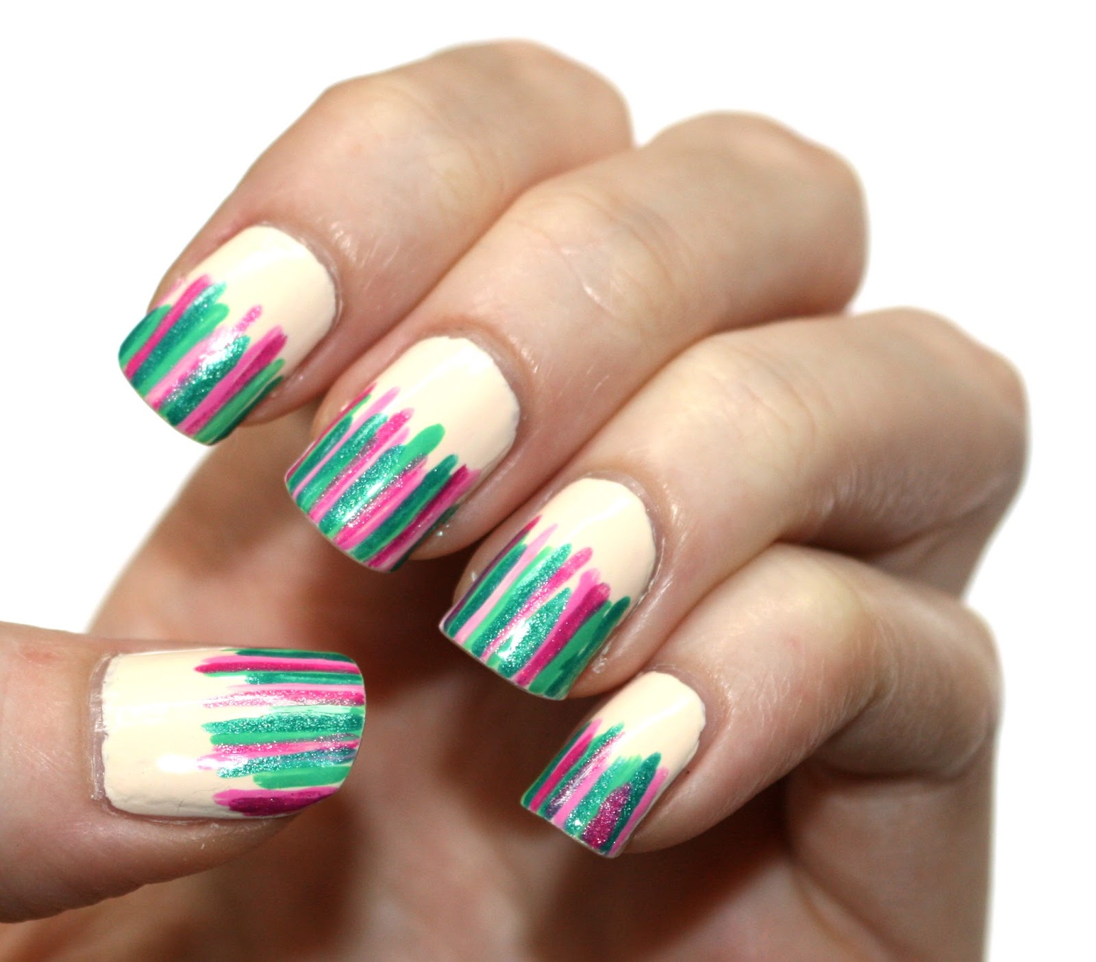 evlady: Hula Skirt Nail Art (a.k.a. Waterfall Nails)