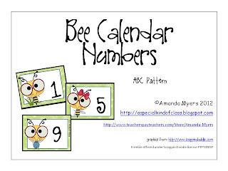 Classroom Freebies Too: Bee Calendar Numbers