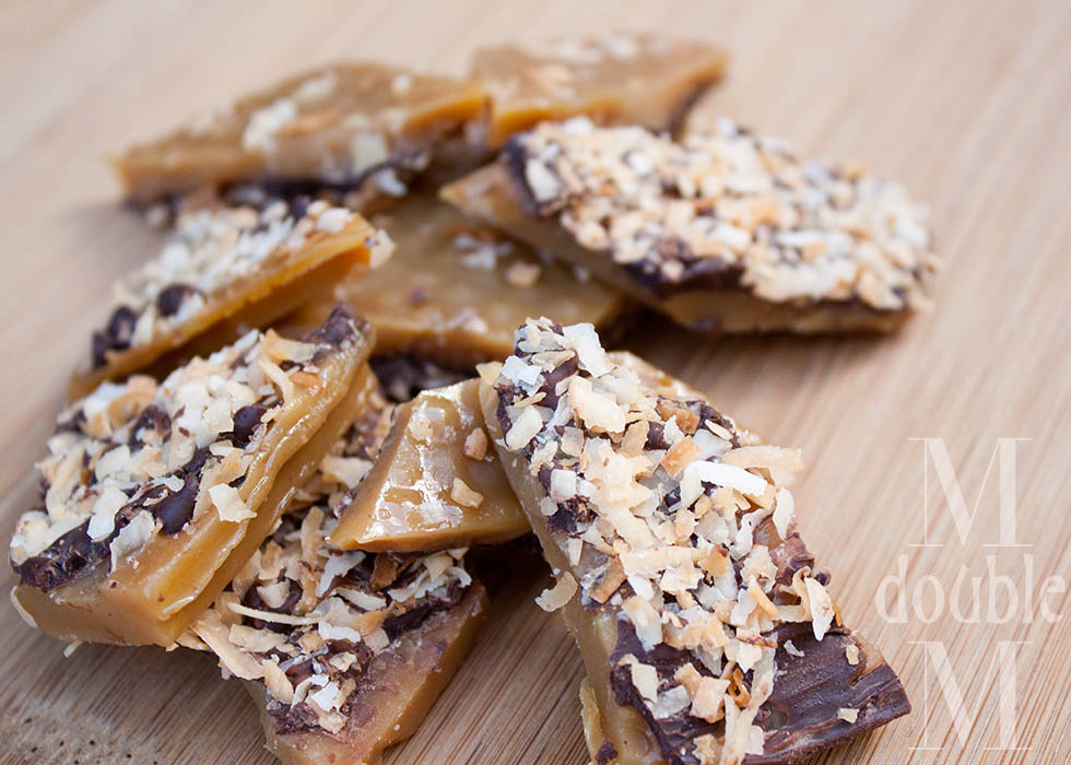M double M: Coconut toffee bark (recipe).
