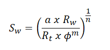 Ecuaciones de Petrofísica: Saturación de agua de Archie: Sw -Fórmula de ...