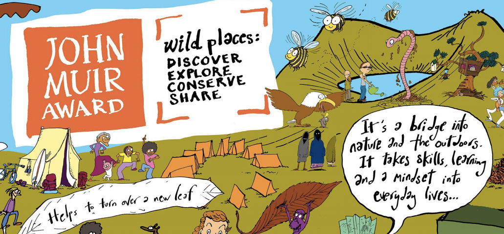 Tom Morgan Jones inking for the John Muir Trust