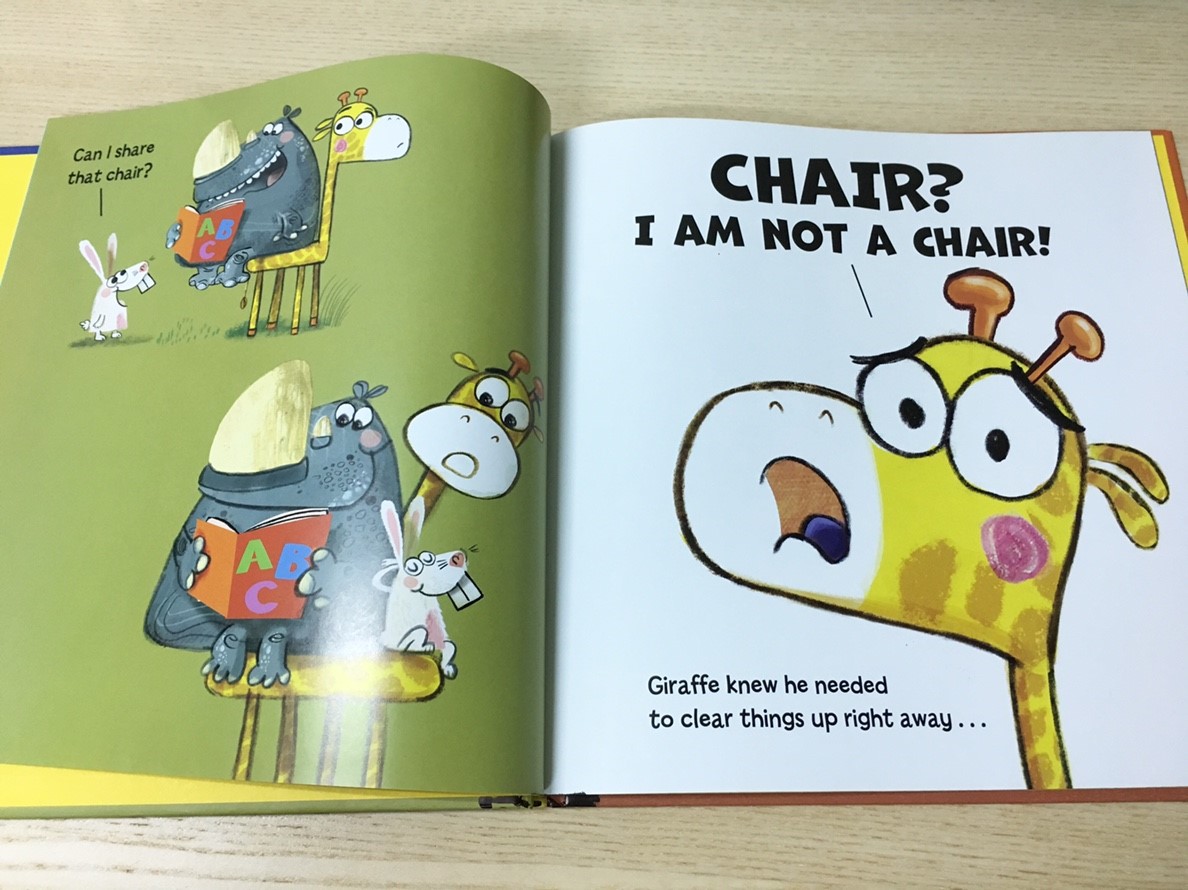 每天都愛說故事- 英文故事大推薦! 遠離3C，一起來培養孩子的英閱歷吧: 【I am not a chair!!!!】來自長頸鹿的怒吼~