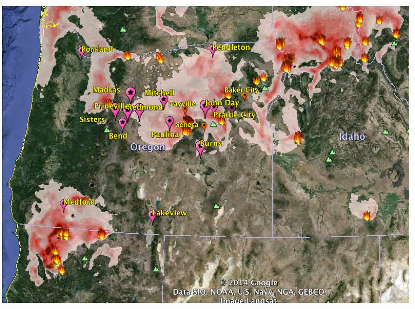 Wildland Fire Air Quality Forecast for August 11 - 13