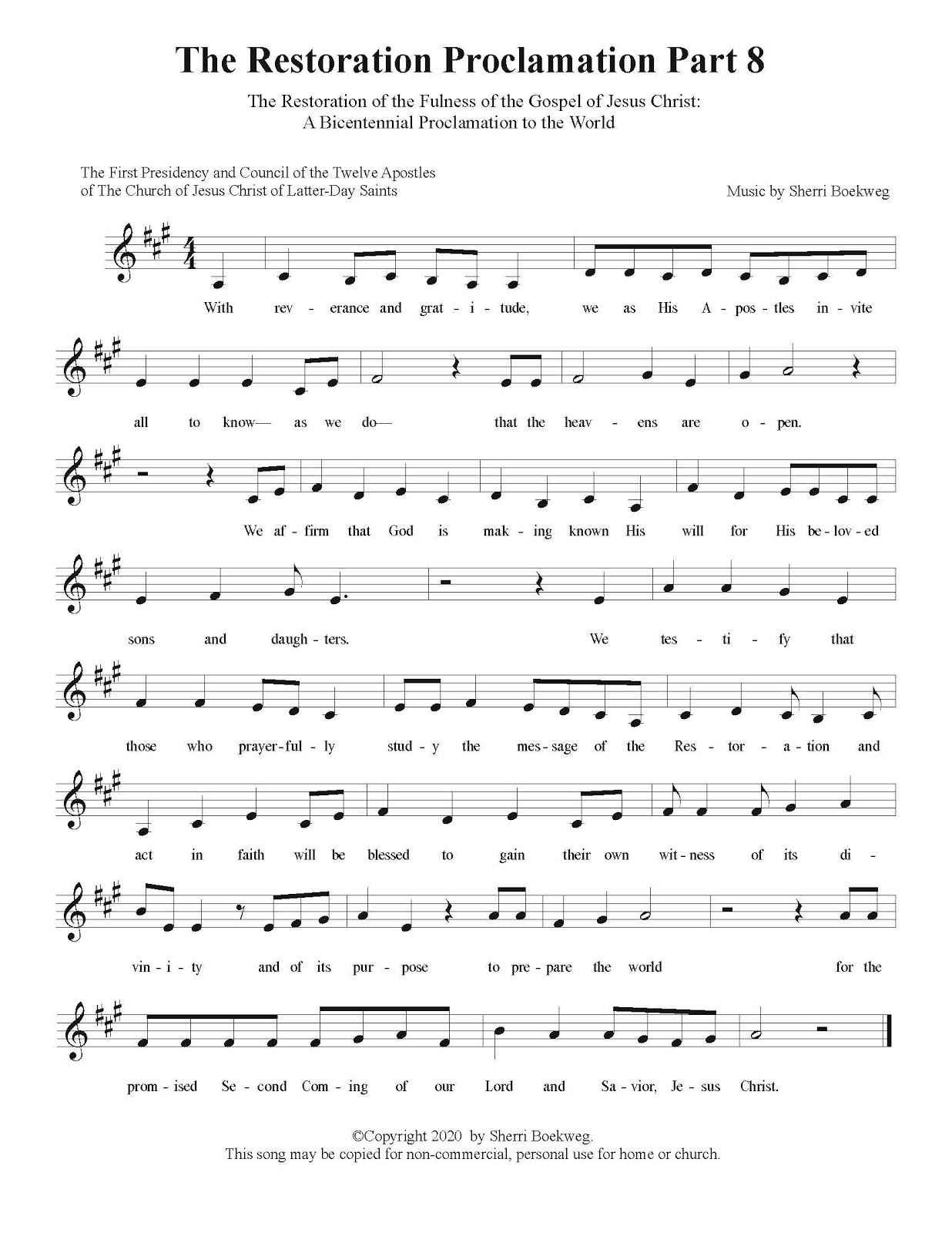 RESTORATION PROCLAMATION SONGS