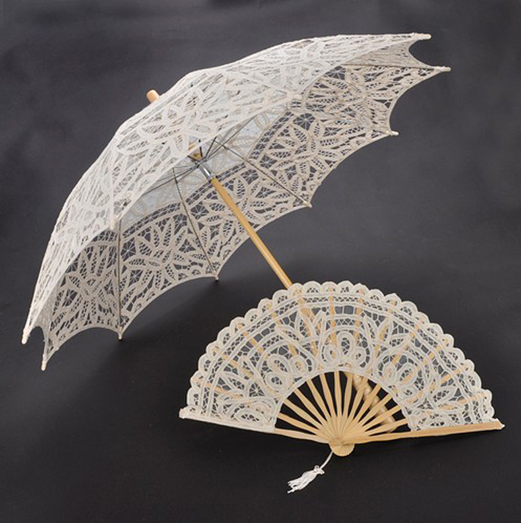 Deco: Evantai si umbrela de dantela neagra