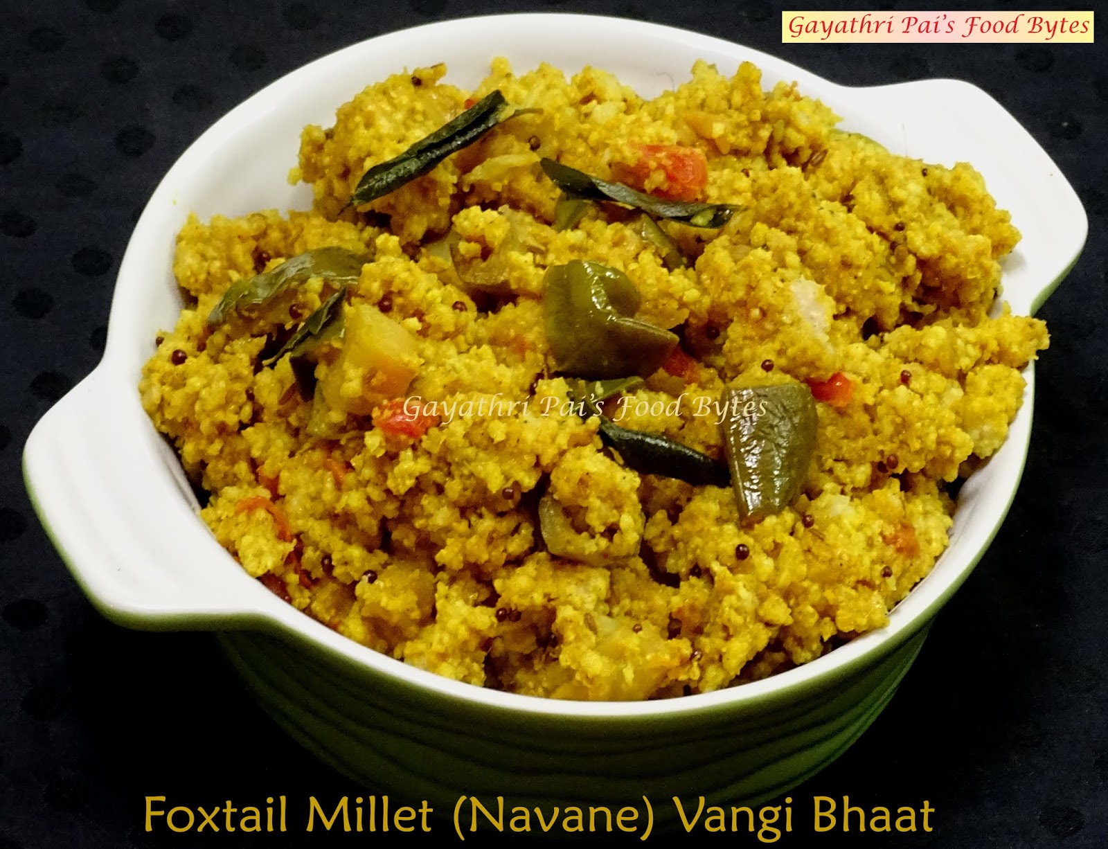 Gayathri Pai's Food Bytes: Spicy Foxtail Millet (Navane) Vangi Bhaat.