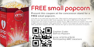 Hot Deals and Coupons HS: AMC Theatres Free Small Popcorn - Cinemark $2 ...