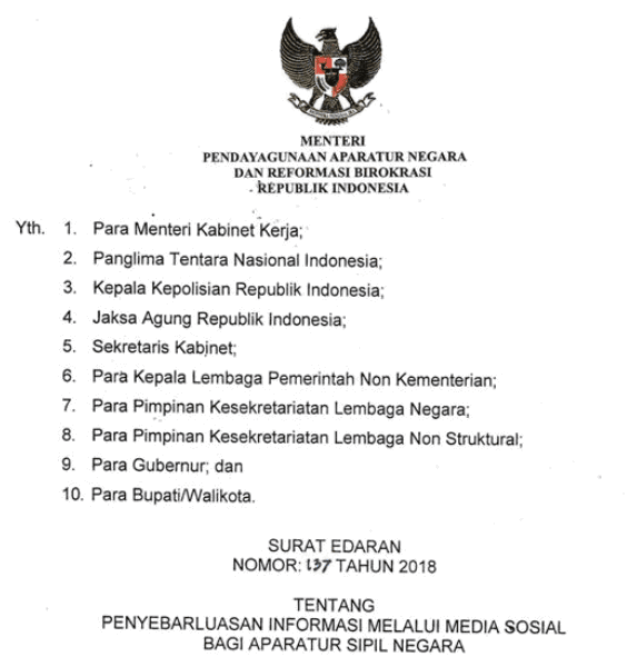 Surat Edaran Menpan RB Nomor 137 Tahun 2018 - INFODIKDASMEN Surat Edaran Menpan RB Nomor 137 Tahun 2018 - INFODIKDASMEN