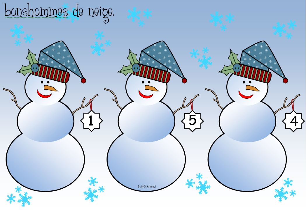 Amiscol: Jeu " Les boutons des bonshommes de neige