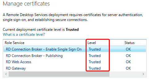 Single Sign on for RDWeb on Server 2016