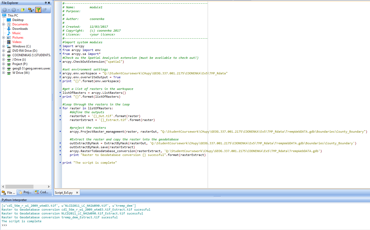Geography 337: GIS II